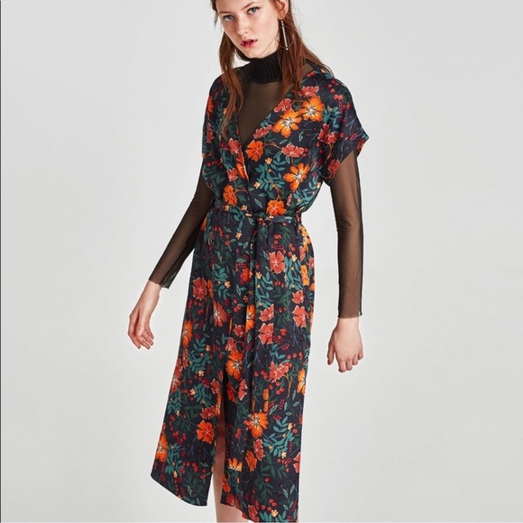 Zara | Dresses | Zara Trafaluc Floral Printed Midi Dress | Poshmark